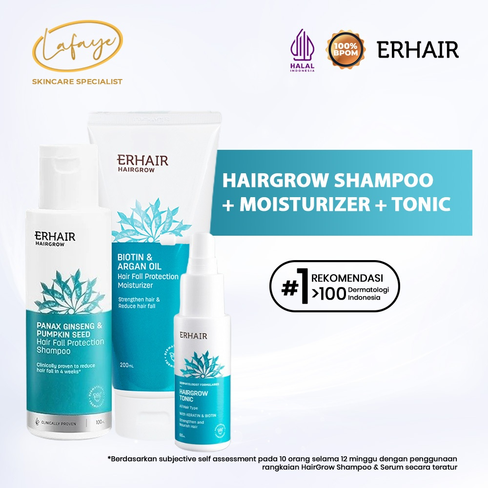 Jual ERHA ERHAIR Shampoo Hairgrow + Moisturizer Kondisioner + Tonic ...