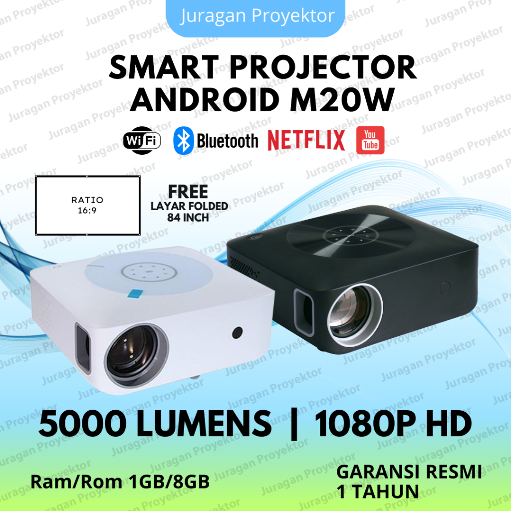 Jual Projector M20W Android Wifi 5000 Lumens | Smart Proyektor Android Full HD | Proyektor Nobar ...