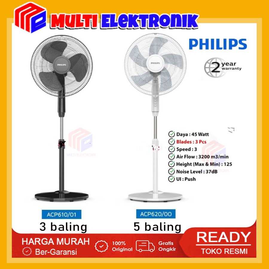 Jual Philips ACP-610/01 3 Blade / ACP-620/00 5 Blade Kipas Angin Berdiri 45 Watt Stand Fan 16 ...