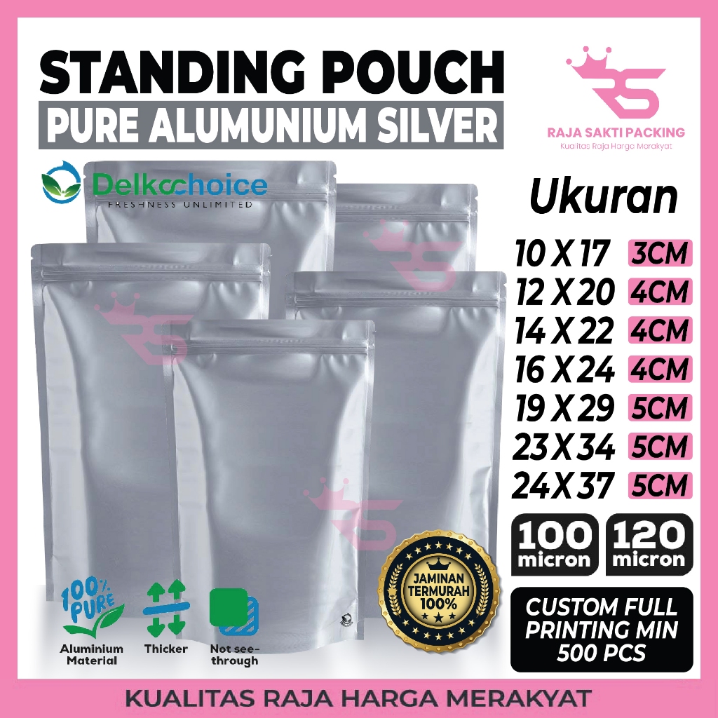 Jual Standing Pouch Pure Alumunium Foil Standing Pouch Ziplock Kemasan ...