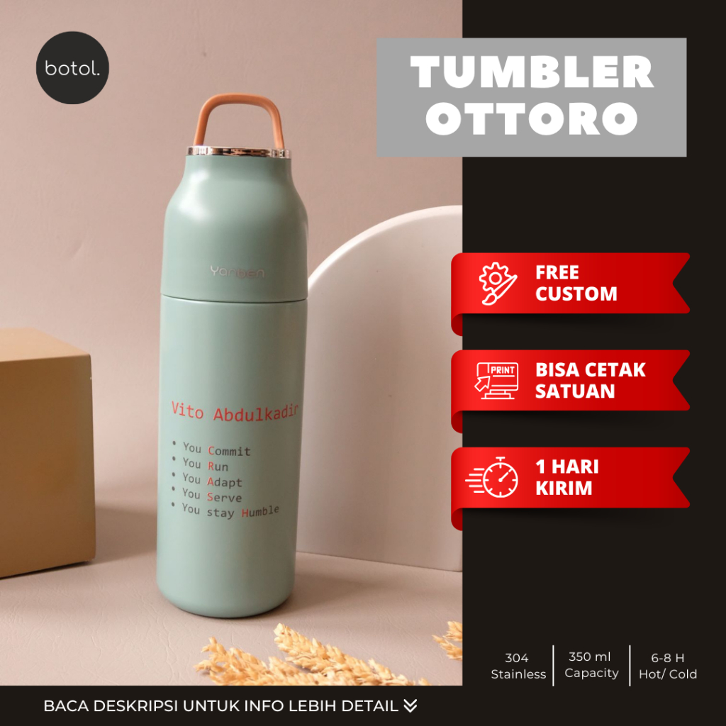 Jual Tumbler Ottoro Custom / Custom Vacuum Tumbler Flask 350ml ...
