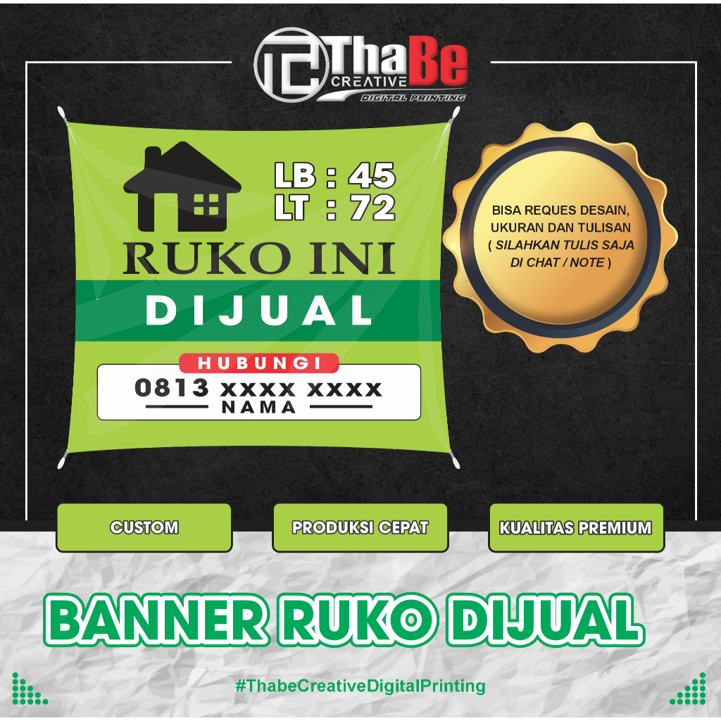 Jual SPANDUK / BANNER RUKO DIJUAL UKURAN 100 X 100 CM | Shopee Indonesia