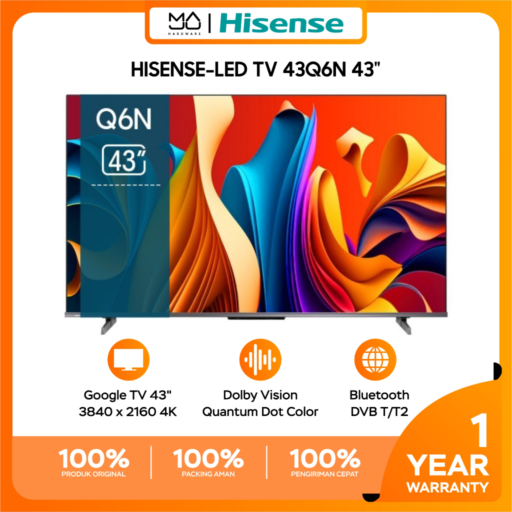Jual Hisense 43Q6N 43" Inch QLED Quantum Dot Google Smart TV Bezelles ...