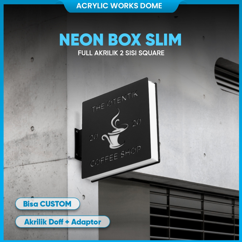 Jual Sign Box Slim 2 Sisi Square Signage Neon Box Kotak Full Akrilik ...