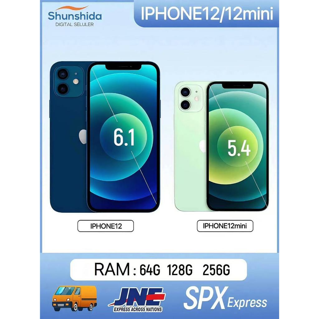 Jual iP12 RAM256GB128GB64GB Second BEKAS ORIGINAL100%MULUS NORMAL FULLSET Kondisi Perfect 12mini ...