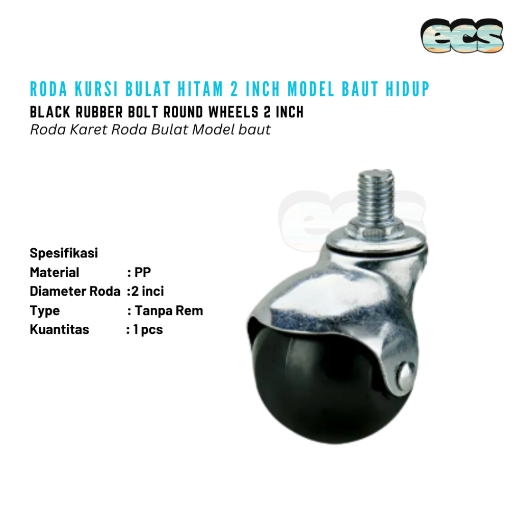 Jual RODA BULAT BAUT HITAM KARET 2 INCI HIDUP RODA KURSI | Shopee Indonesia