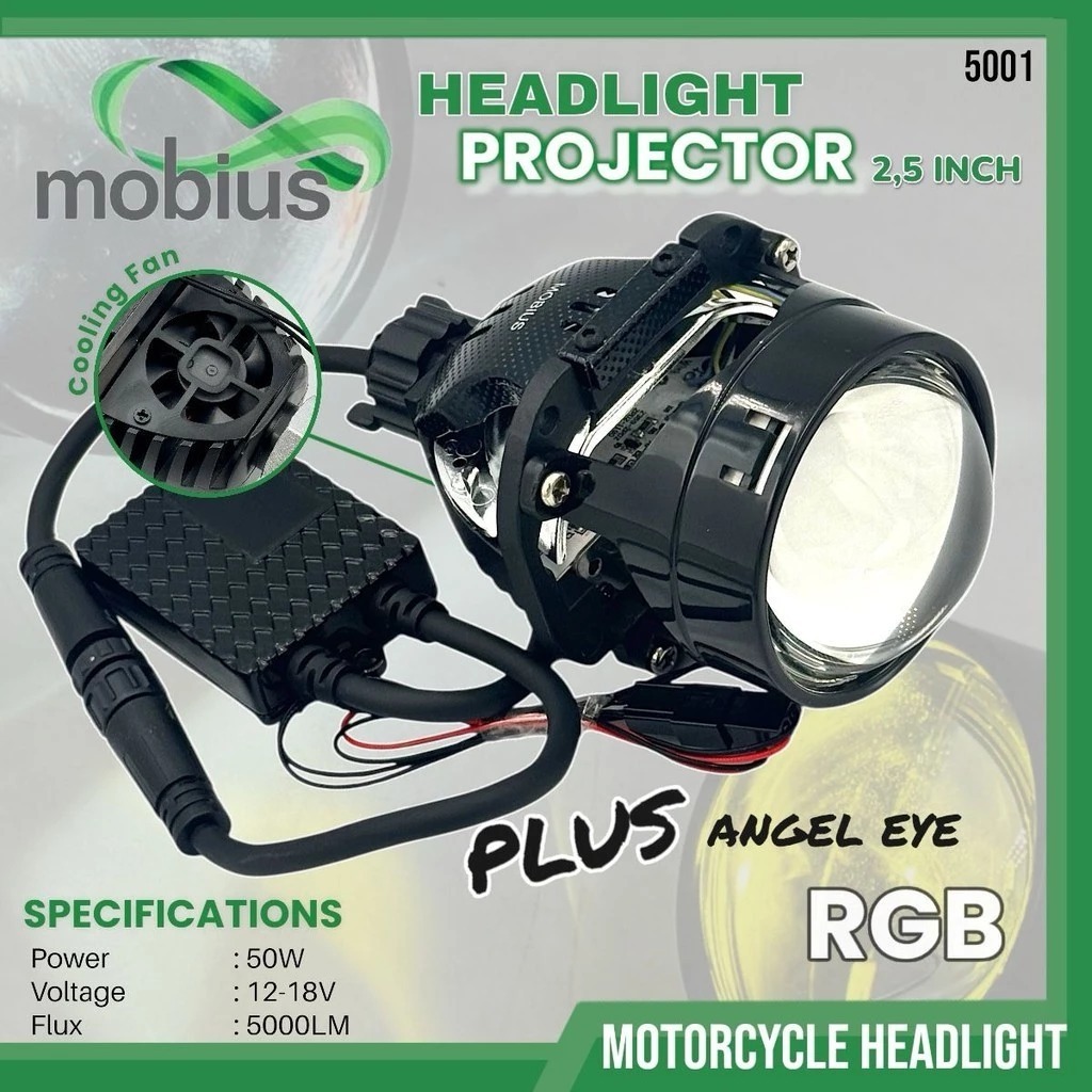 Jual Lampu Depan 2.5 Inch PROJECTOR BILED MOBIUS Plus Kipas Dan Angel ...