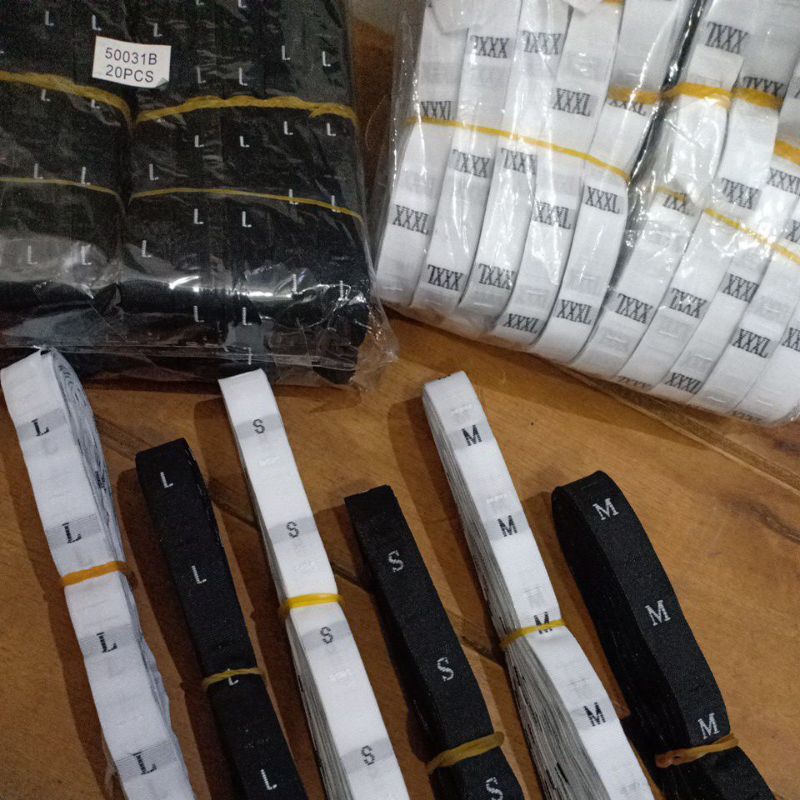 Jual Label size HURUF / Label baju / Label ukuran baju / Letter kain ...