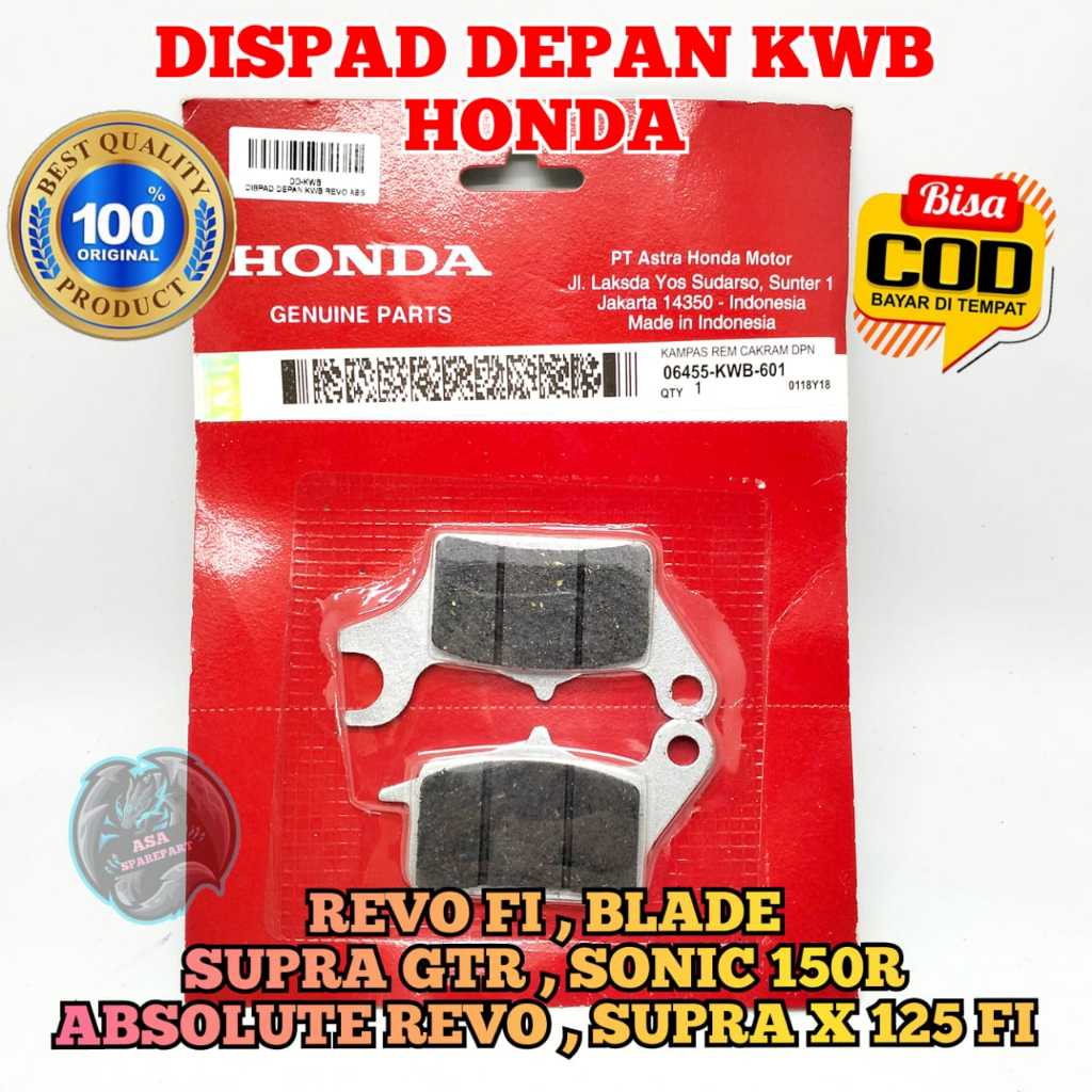 Jual DISPAD Cakram DEPAN KWB Asli Original Motor Honda Supra x 125 fi new , Supra x 125 Helm In ...