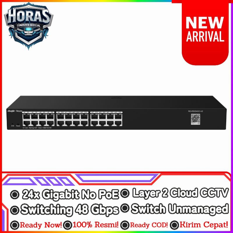 Jual Ruijie RG-ES224GC V2 24 Port Gigabit VLAN Cloud Managed Switch ...