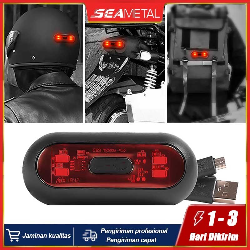 Jual SEAMETAL Lampu Flasher Motor Lampu LED Helm Motor Warning Light ...