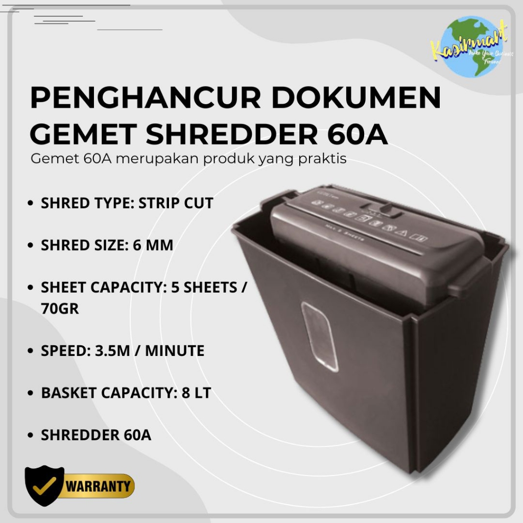 Jual Mesin Penghancur Kertas Gemet 60A Paper Shredder Gemet 60A Cross ...