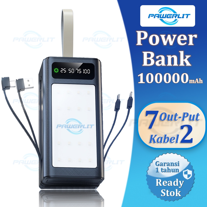 Jual PAWERLIT Power Bank 100000mah ori Powerbank Fast Charging Lampu ...