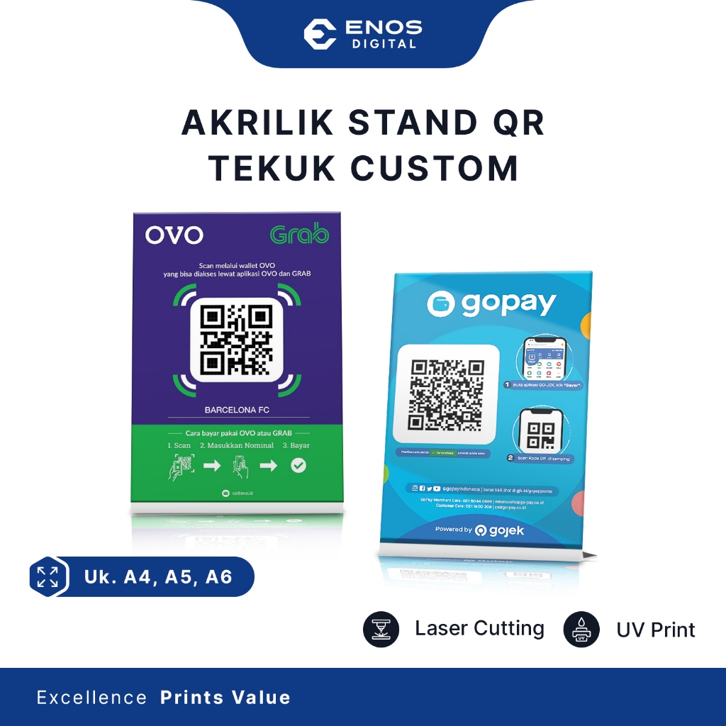 Jual Akrilik QRIS Barcode / QRIS Payment Stand / Cetak QRIS Type L A4 ...