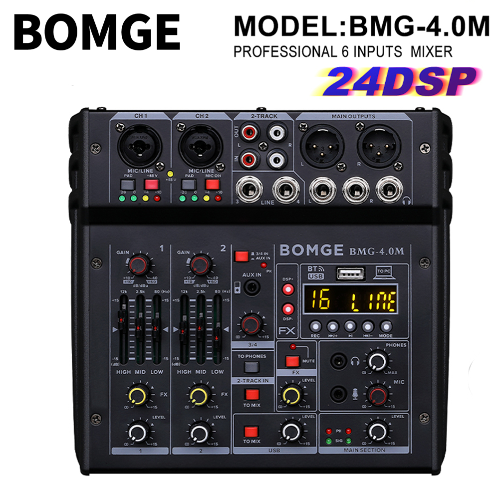 Jual BOMGE 04M DJ Mixer 4 Channel , Professional Audio Mixer, Metal, 24DSP Preset Effects ...