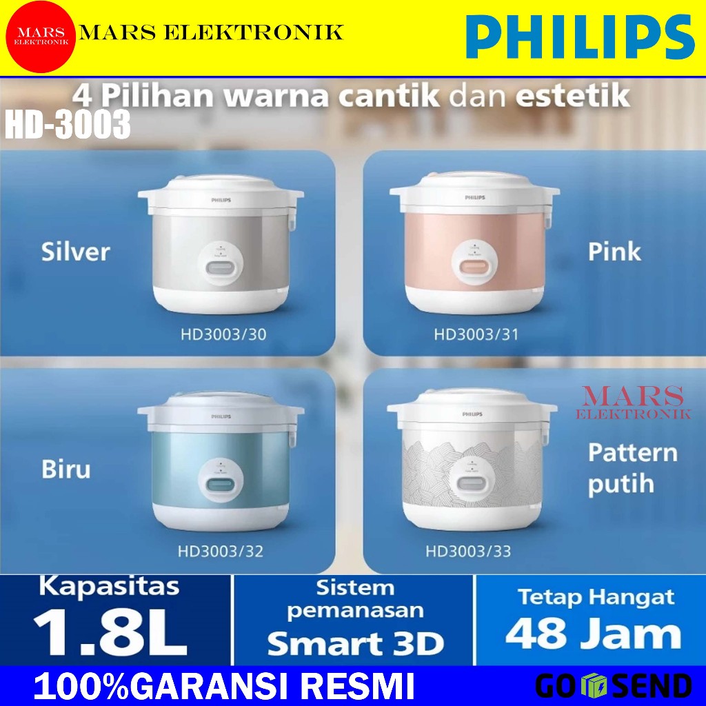 Jual RICE COOKER PHILIPS HD3003 - 1,8 LITER - GARANSI RESMI ...