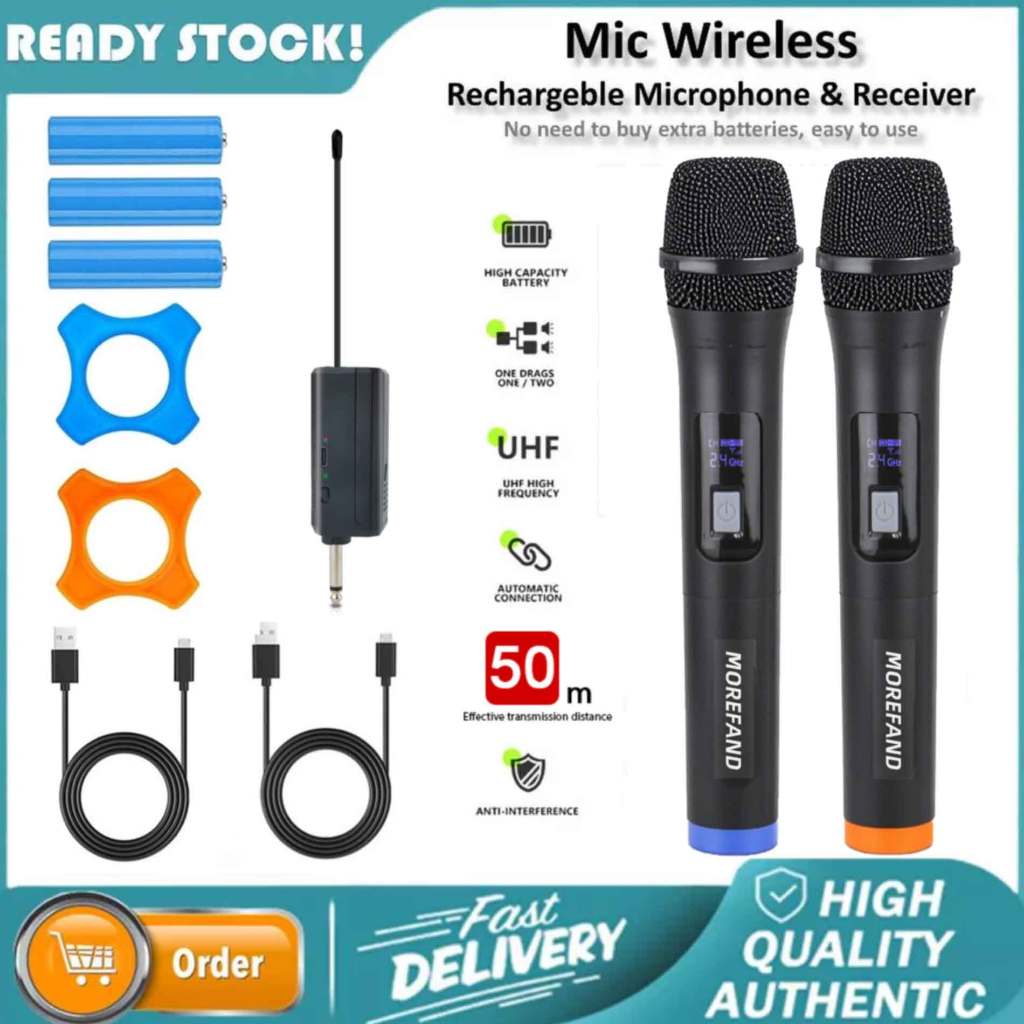 Jual 【COD】Microphone Wireless Mic Karaoke Profesional Two Handheld Mic ...