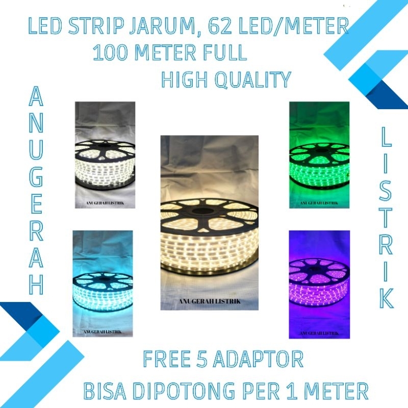 Jual LAMPU LED STRIP (JARUM / JEPIT 100M) SELANG SMD 5050 - AC 220V ...