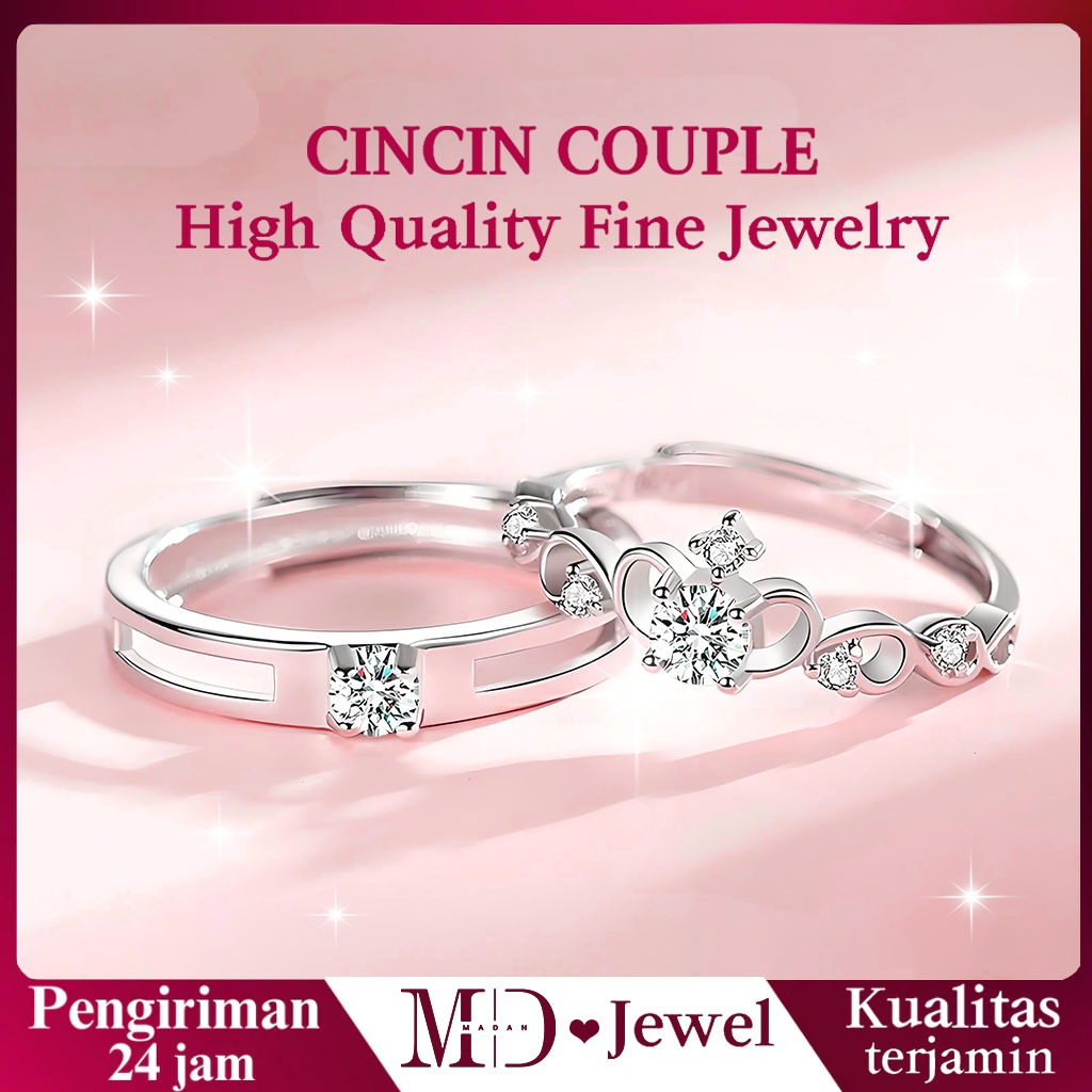 Jual 【Ukuran dapat diminta】MADAN Jewel Cincin Couple Batu Bulan - Perak ...