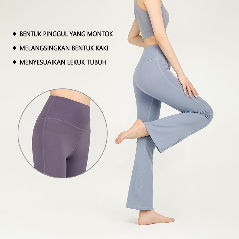 Jual YOBAO Legging Sport Celana Yoga Cutbray Basic Wide Leg Highwaist Celana Olahraga Wanita ...