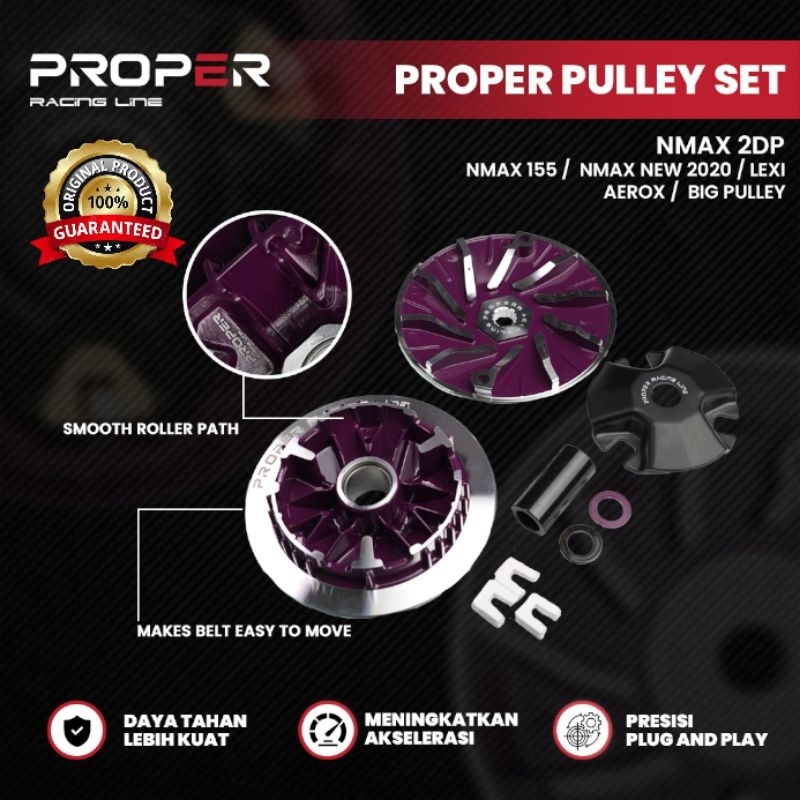 Jual PULLEY SET PROPER N-MAX OLD 2DP/N-MAX NEW/AEROX NEW-OLD/LEXI BIG ...