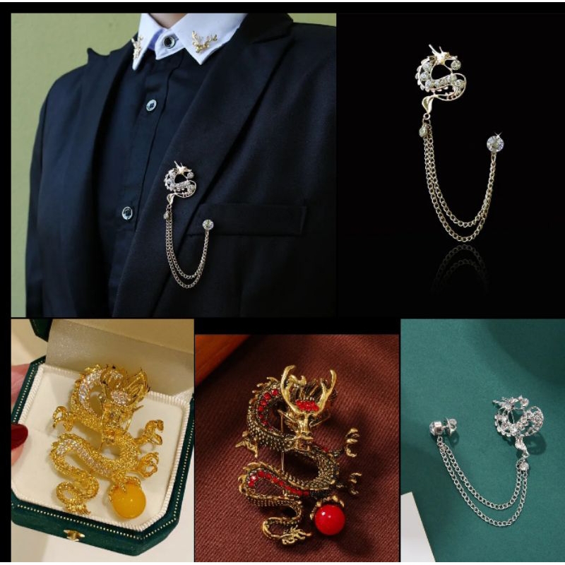 Jual Metal Crystal Dragon Pin Bros Naga Jas Kameja Fashion Mens Pria Bros naga keberuntungan ...