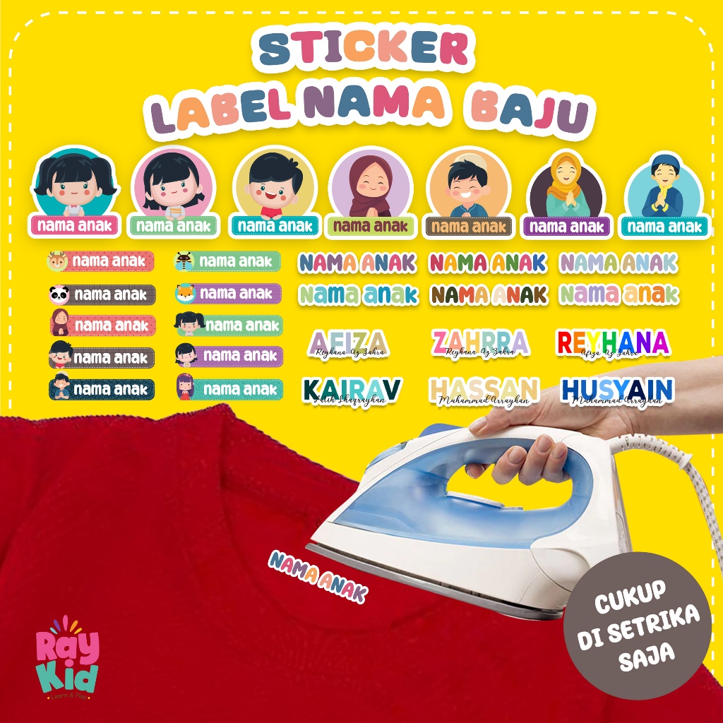 Jual Stiker label nama baju disetrika custom desain waterproof | Shopee ...
