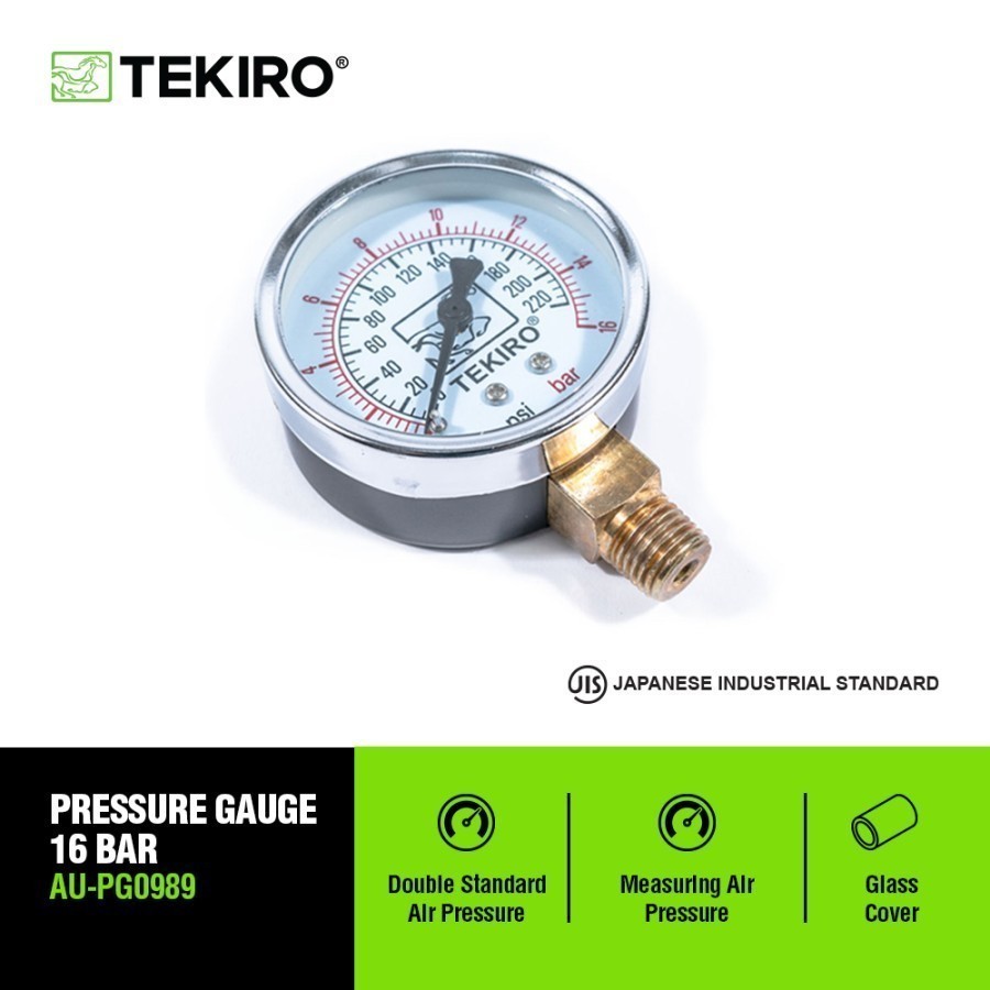 Jual TEKIRO PRESSURE GAUGE FOR COMPRESSOR 10 BAR / ALAT UKUR MANOMETER ...