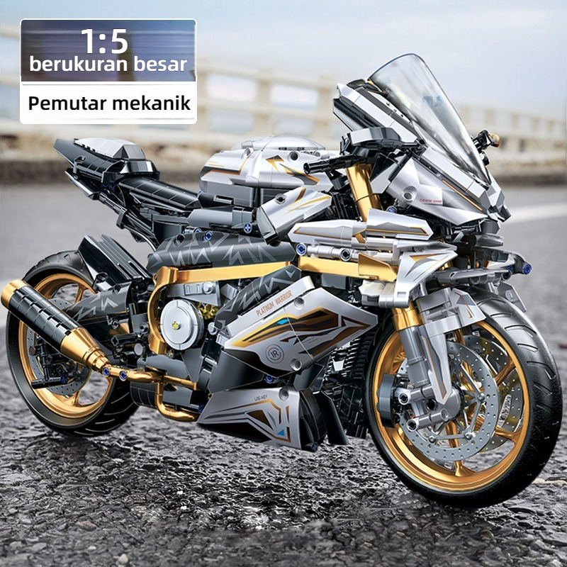 Jual 1: 5 mainan blok pembangunan motor, mainan model blok bangunan ...