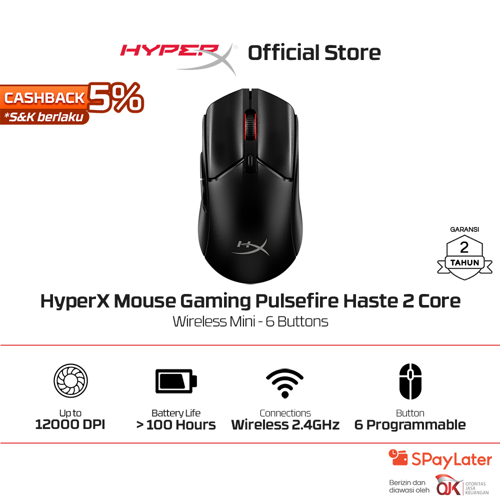 Jual HyperX Mouse 2.4GHz Wireless Gaming Pulsefire Haste 2 Core - Black ...