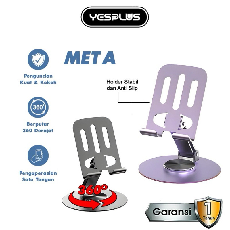 Jual YESPLUS X8 Holder HP Besi Metal Aluminium Rotasi 360 Derajat Holder Phone Tablet Desktop ...