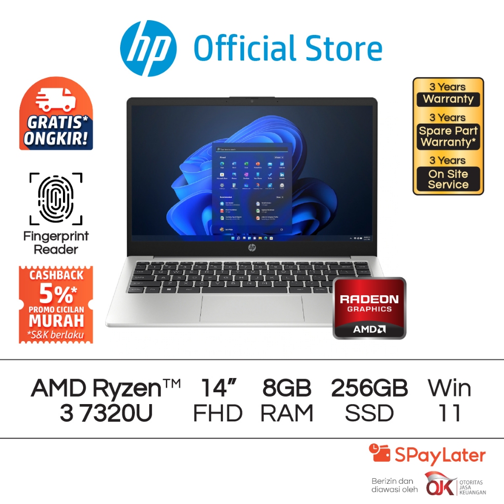 Jual Laptop HP 245 G10 Ryzen 3 7300U Radeon 8GB RAM 256GB SSD Windows 11 14 Inch AMD Garansi 3 ...