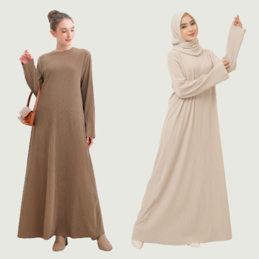 Jual EffortlessYRM Loose Knit Maxi Dress | Dress Busui Dress Bumil Knit Premium Abaya Knit Gamis ...