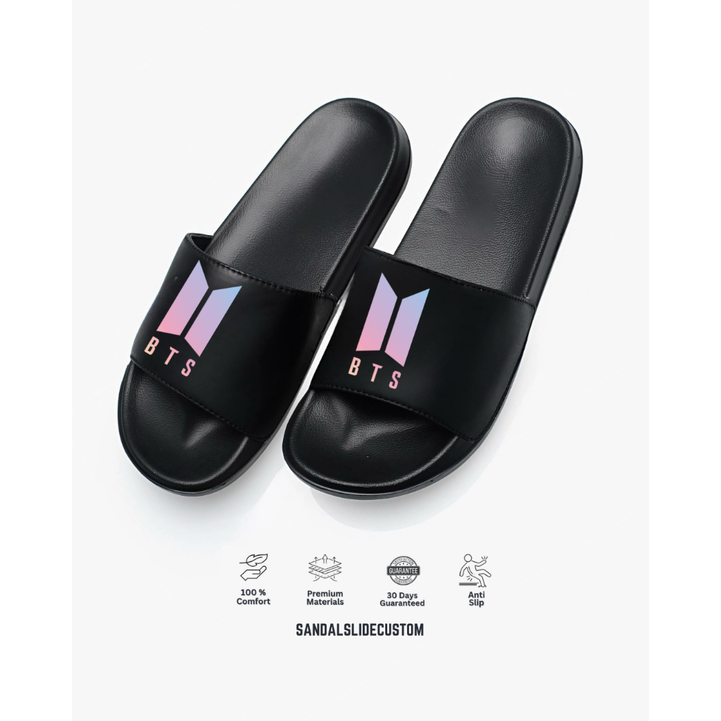 Jual Sandal slide wanita custom Design KPOP BTS bisa CUSTOM SESUAI ...