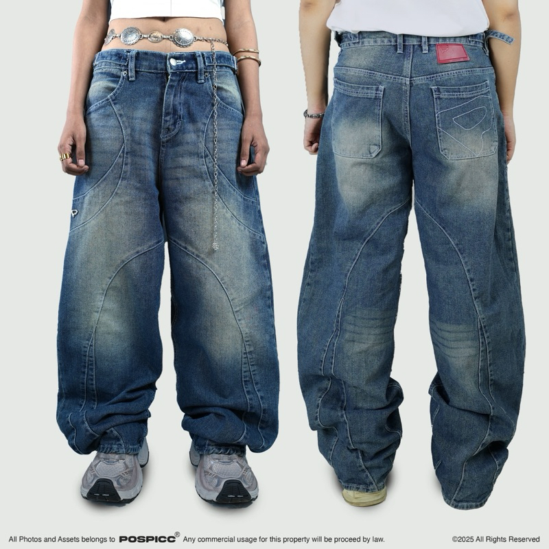 Jual POSPICC LEATHER - MOON BAGGY DENIM PANTS WASHED | Shopee Indonesia