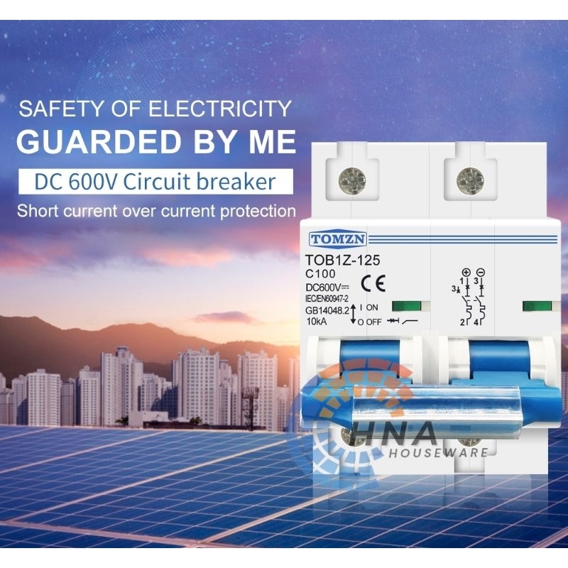 Jual MCB DC 2P 600V 80A 100A 125A TOMZN circuit breaker PV solar panel ...