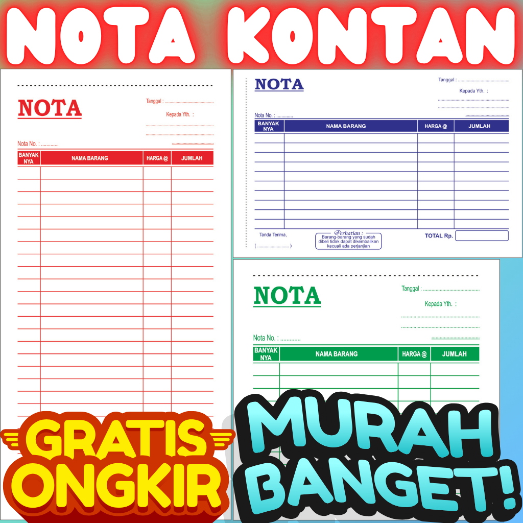 Jual [100 LEMBAR] Nota Kontan 2 Ply Ukuran Custom Tanpa Minimal Order ...