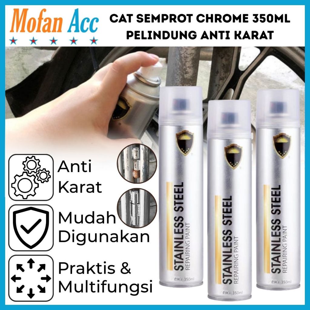 Jual Cat Semprot Chrome 350ml/Spray Paint Krum Stainless Automotive ...