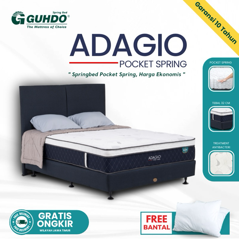 Jual GUHDO ADAGIO PLUSHTOP Pocket Spring-Antibacterial Spring bed Tebal ...
