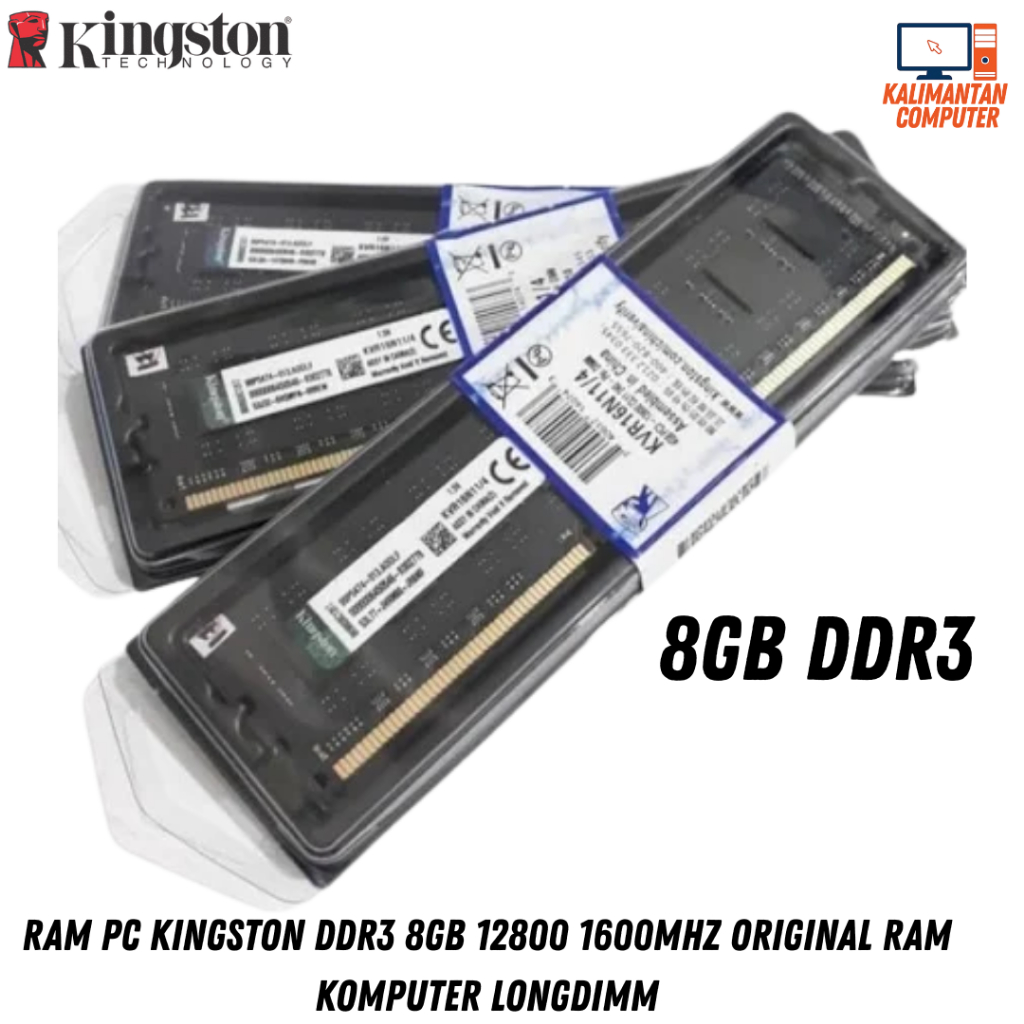 Jual RAM PC KINGSTON DDR3 8GB 12800 1600MHZ ORIGINAL RAM KOMPUTER LONGDIMM | Shopee Indonesia