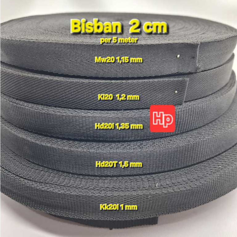 Jual Webbing / Bisban Hitam ( 2 cm Motif Bebas 5 meter ) | Shopee Indonesia