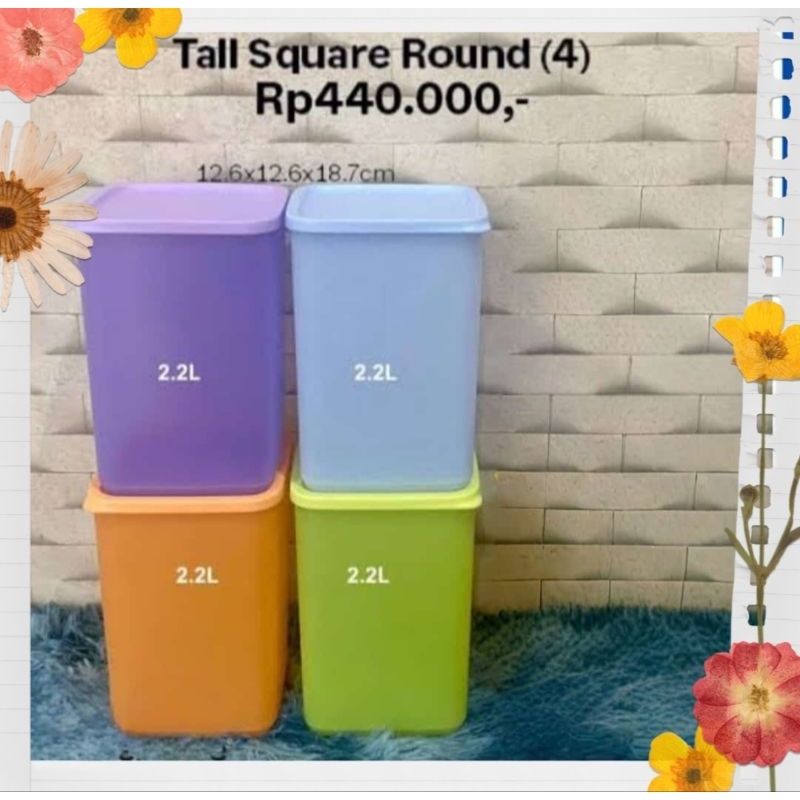 Jual Tall square round tall summer fresh Tupperware toples 2,1 liter ...