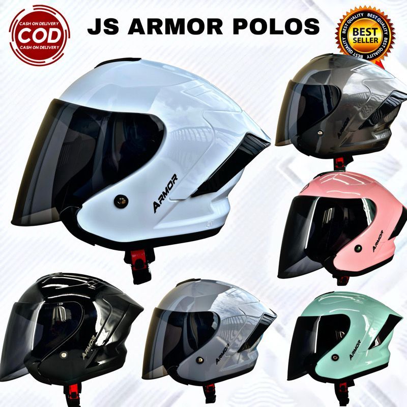 Jual Helm JS ARMOR Half Face SOLID SNI/Helm Ganteng/Helm Keren/Helm ...
