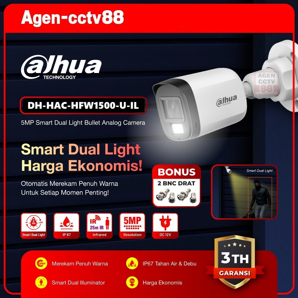 Jual CCTV DAHUA 5MP Full Color Colorvu Outdoor DH-HAC-B1A59P Promo 2 ...