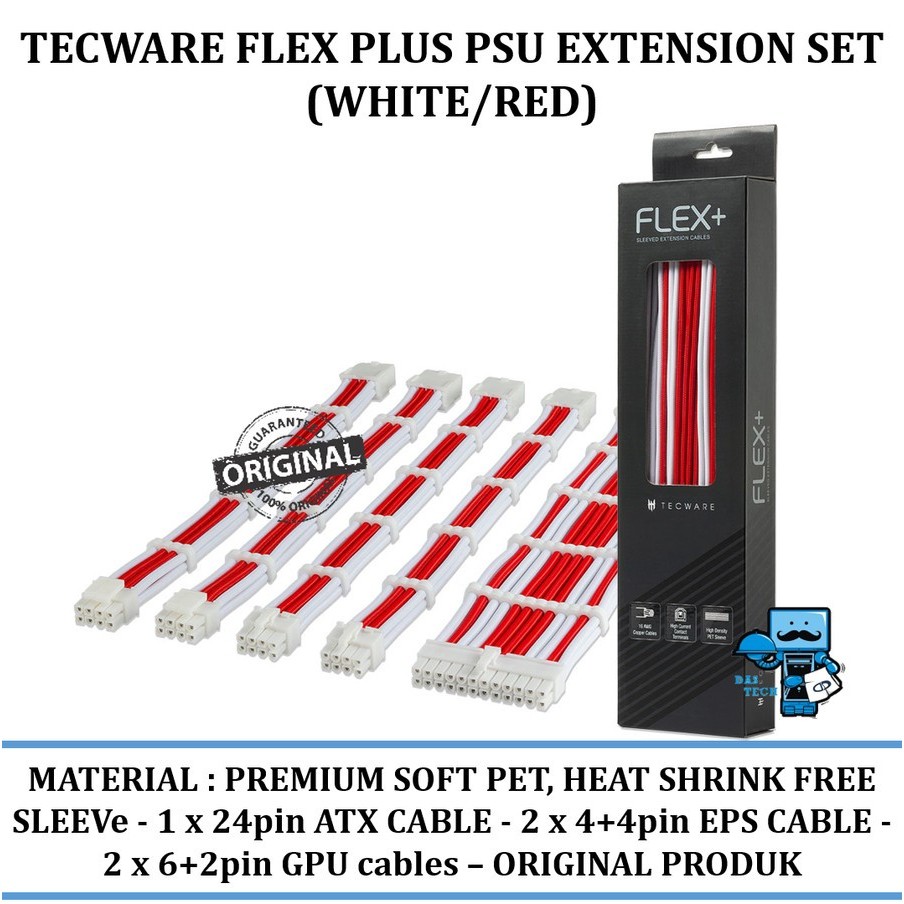 Jual Tecware Flex Plus PSU Extension Set (White/Red) - Original Produk ...