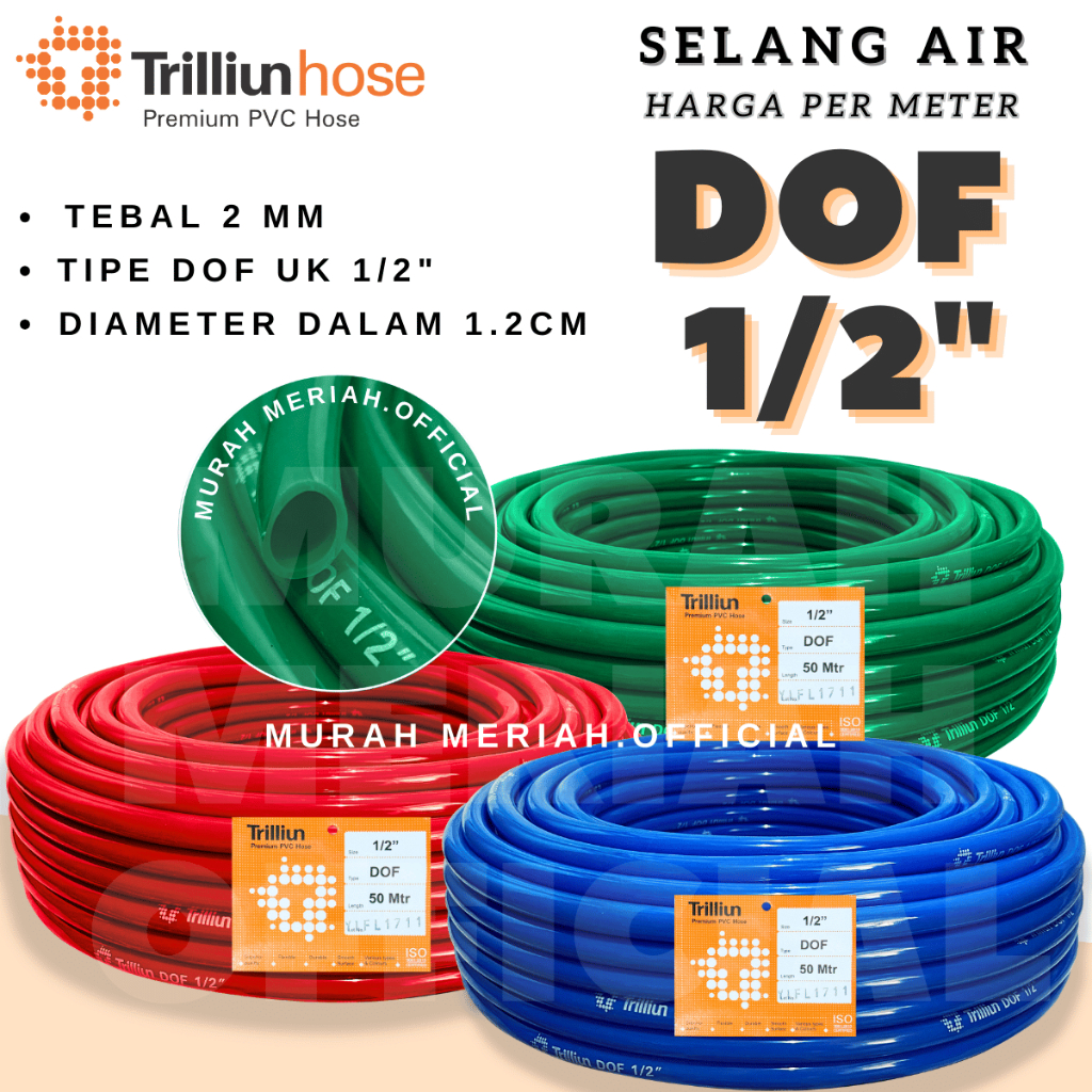 Jual SELANG AIR TRILLIUN DOF UK 1/2 INCH ( HARGA PERMETER ) | Shopee Indonesia