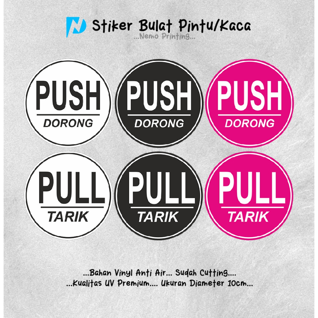 Jual Stiker Kaca Pintu Gaya Bulat Push Pull Toko Kantor Cafe Rumah ...