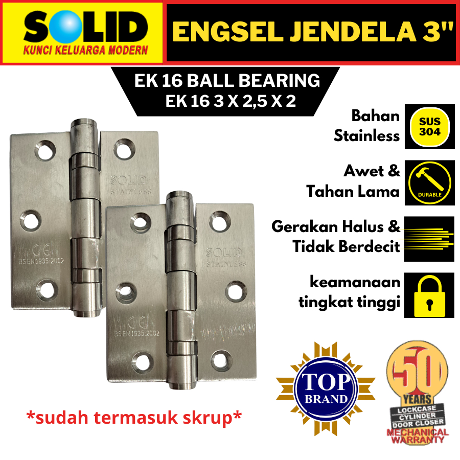 Jual SOLID ENGSEL JENDELA 3" STAINLESS Ek 16 3" x 2,5" x 2 2BB US32D ...