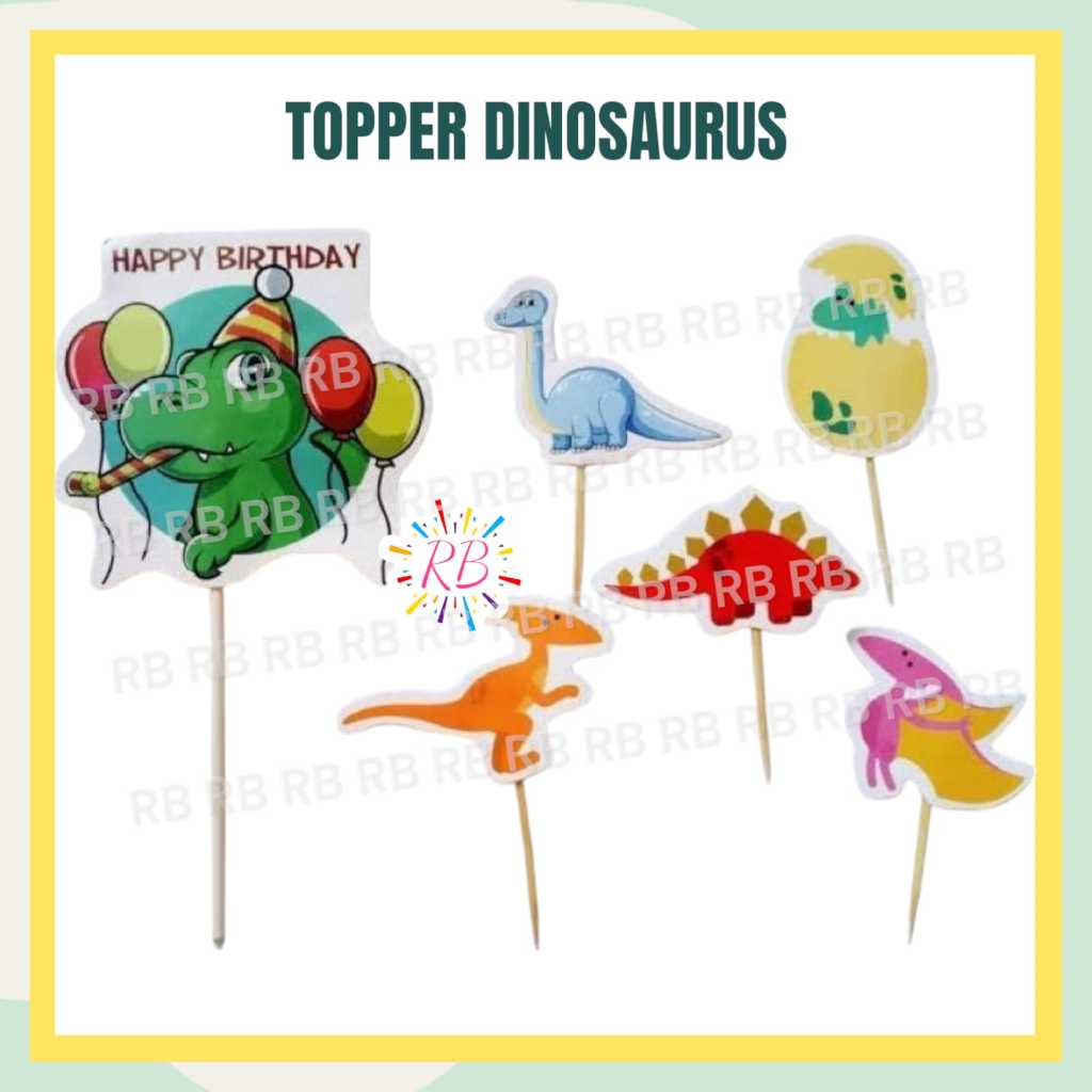 Jual Topper Dinosaurus / Topper Kue Dino T-rex Brontosaurus Hiasan Kue ...