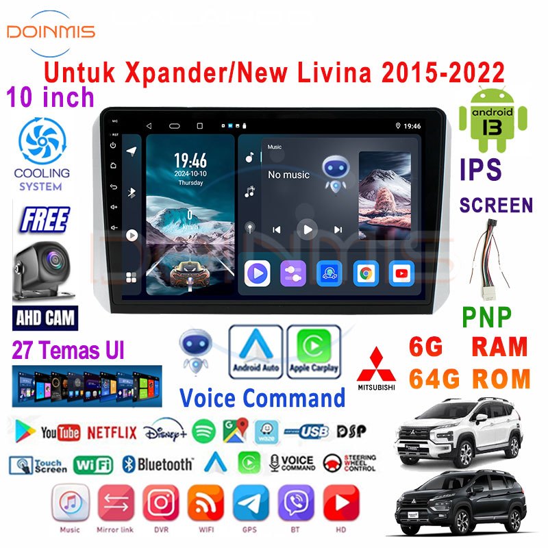 Jual LALAHOO Untuk Xpander/New Livina 2015-2022 6G+64G Android 13 Head Unit 10 Inch IPS Dengan ...